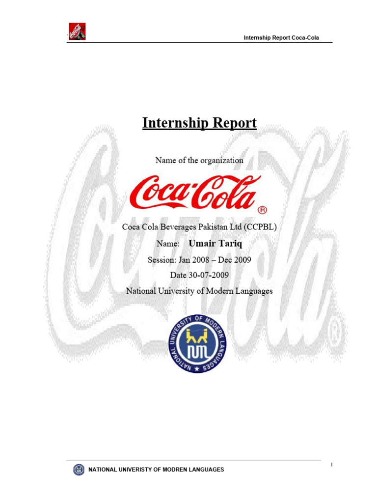 Coca Cola Internship | PDF | Coca Cola | Soft Drink
