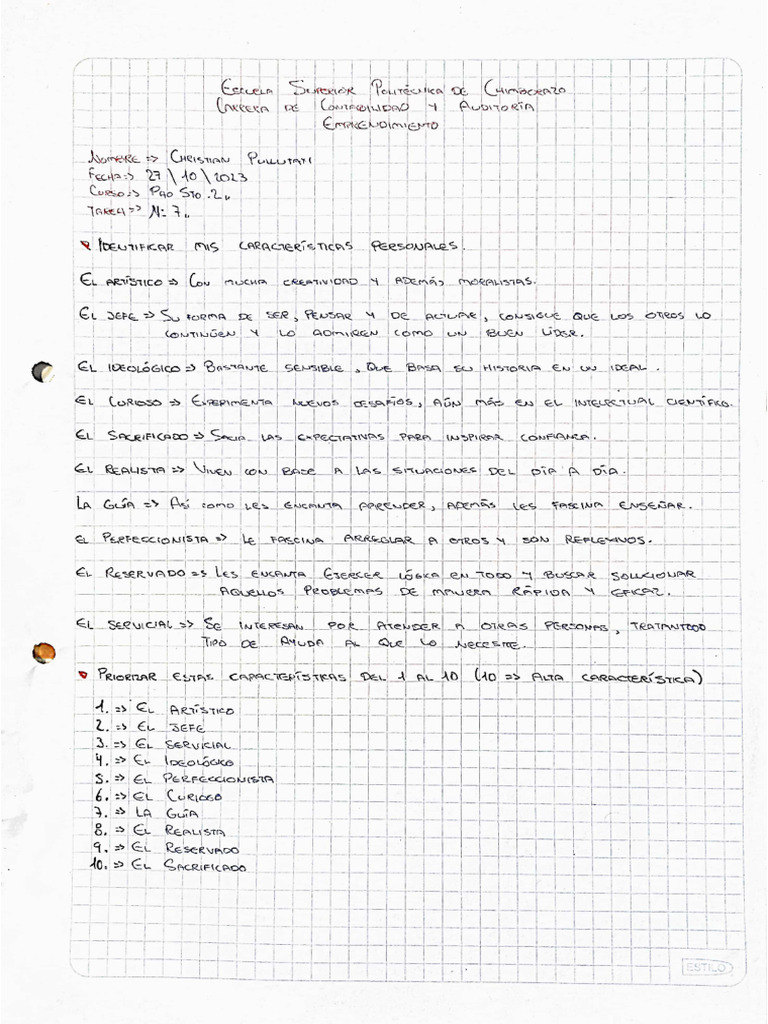 Tarea 7. - Personalidades | PDF
