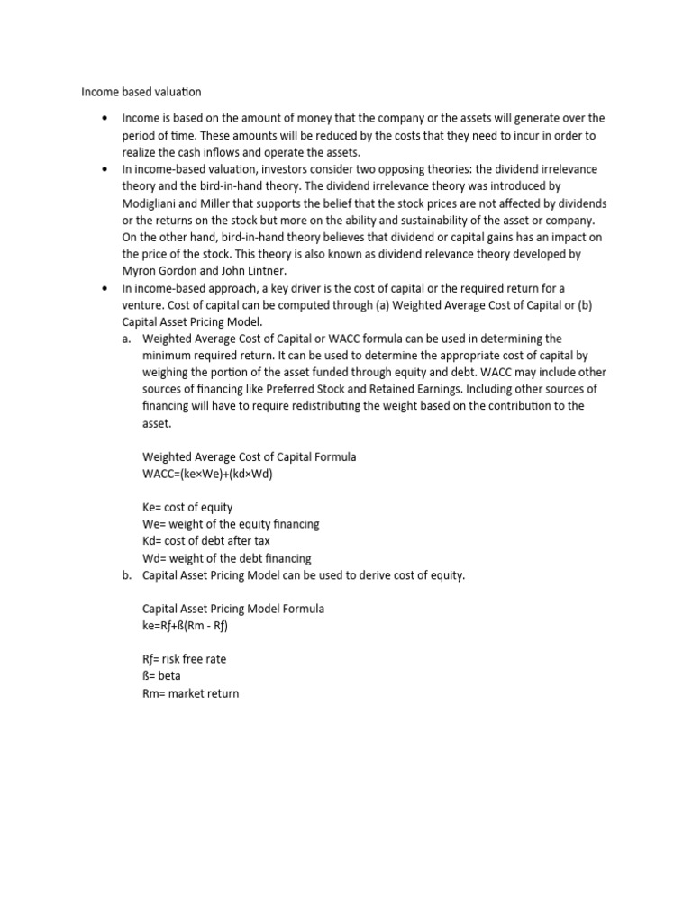 Income Based Valuation-Word | PDF