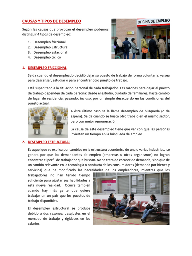7a. Desempleo Causas Tipos | Descargar gratis PDF | Desempleo | Empleo