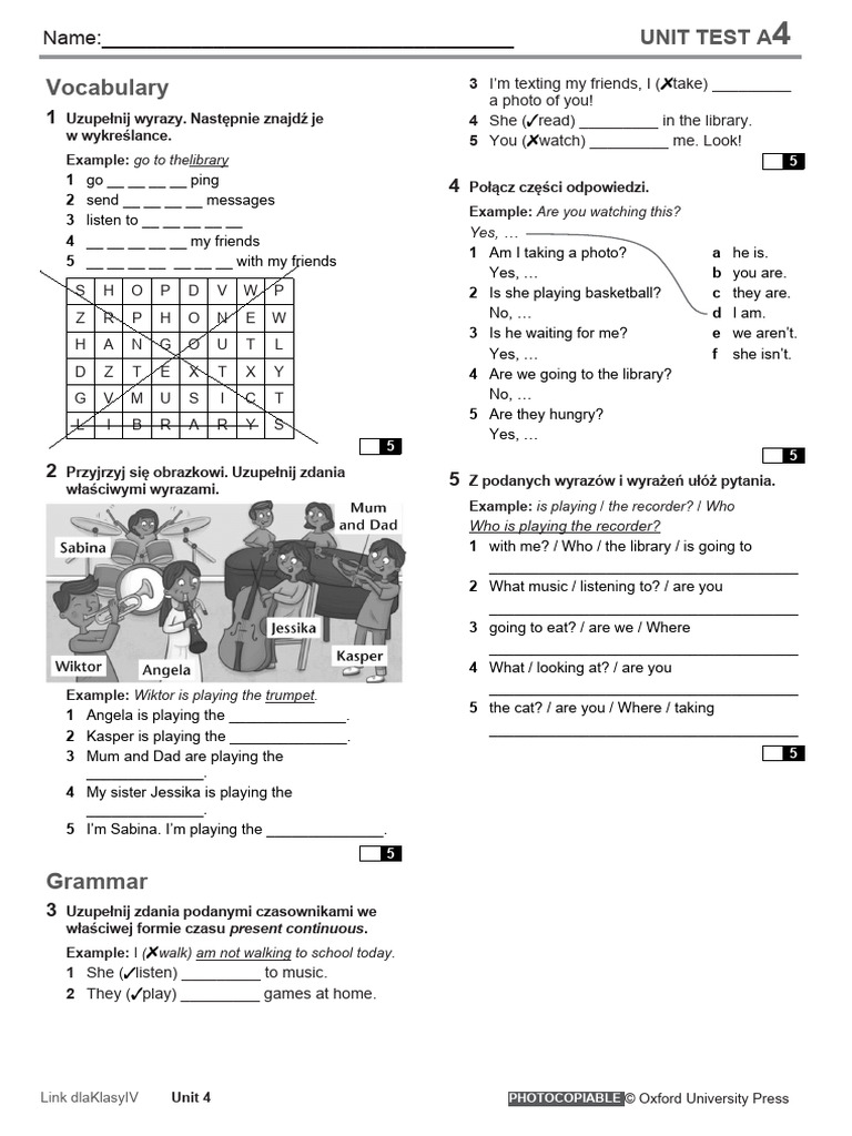Link IV Unit 4 Test A | PDF