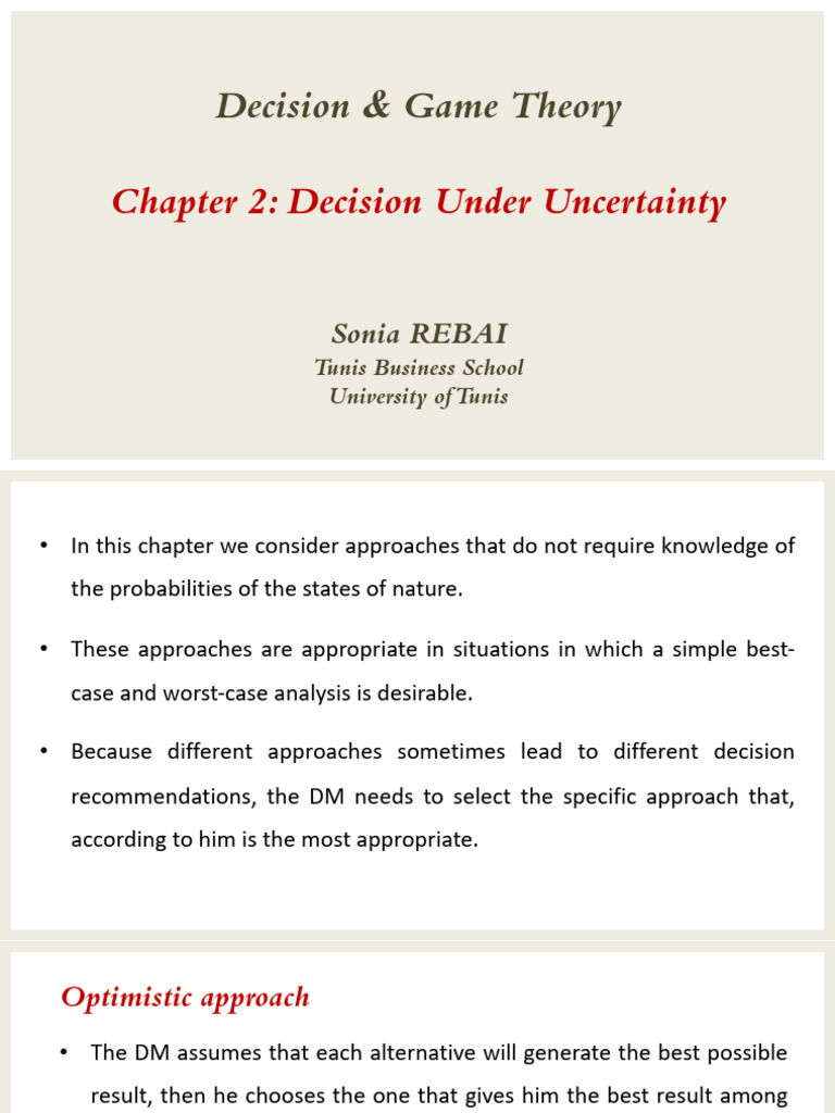 Chapter 2 Decision Under Uncertainty | PDF | Probability Theory | Analysis