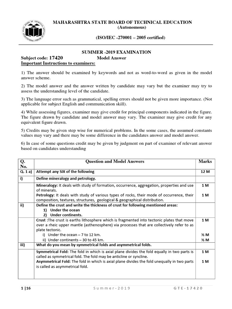 Model Answers Summer 2019 | PDF