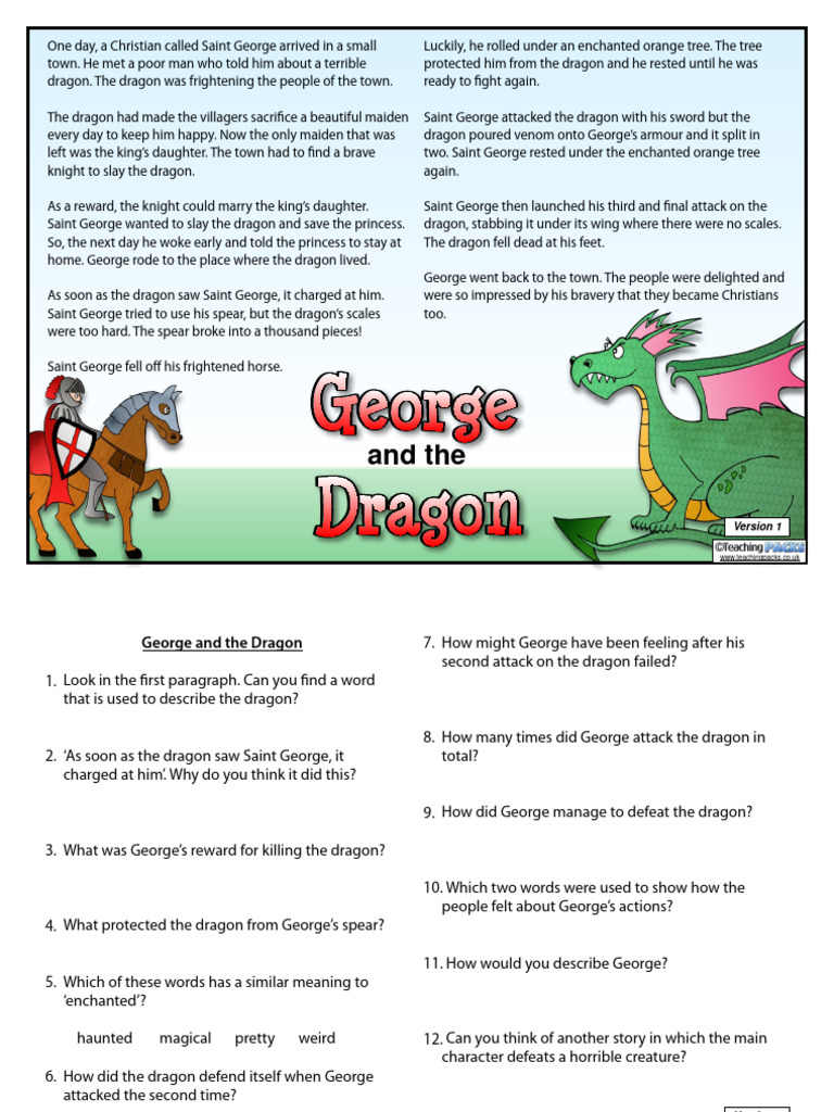 Saint George: Dragon Slayer Tale | PDF | Dragon