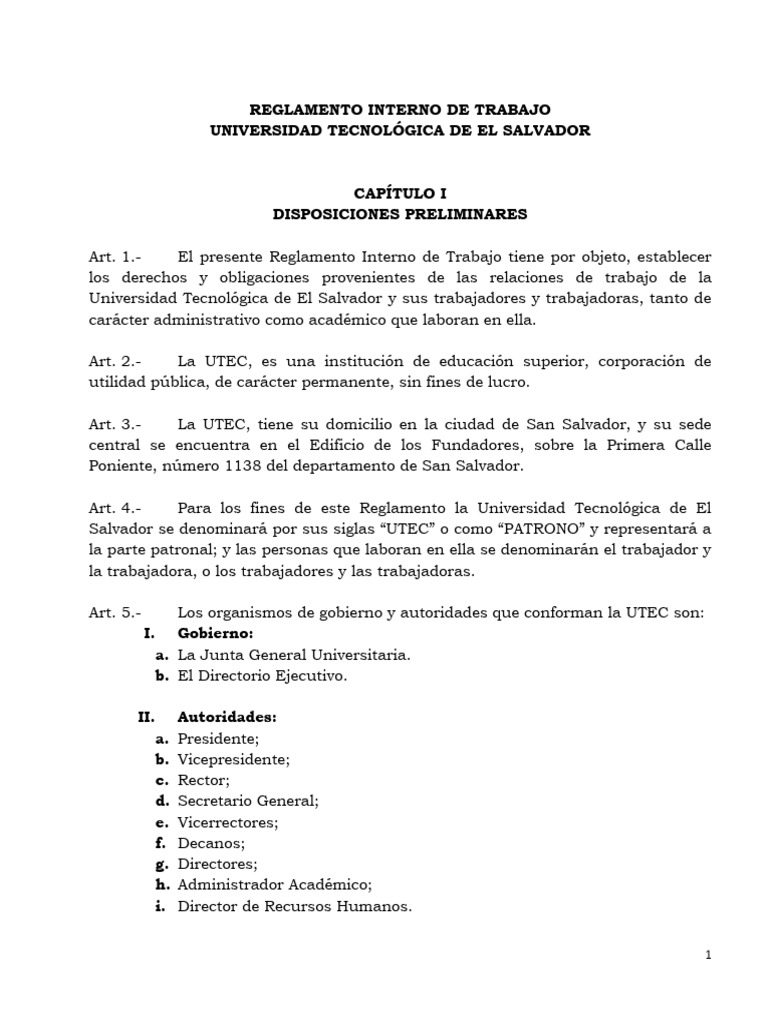 Ejemplo de Reglamento Interno de Trabajo | Descargar gratis PDF | Salario | Derecho laboral