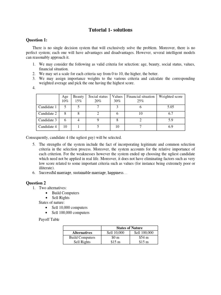 Tutorial 1 Solutions | PDF | Applied Mathematics