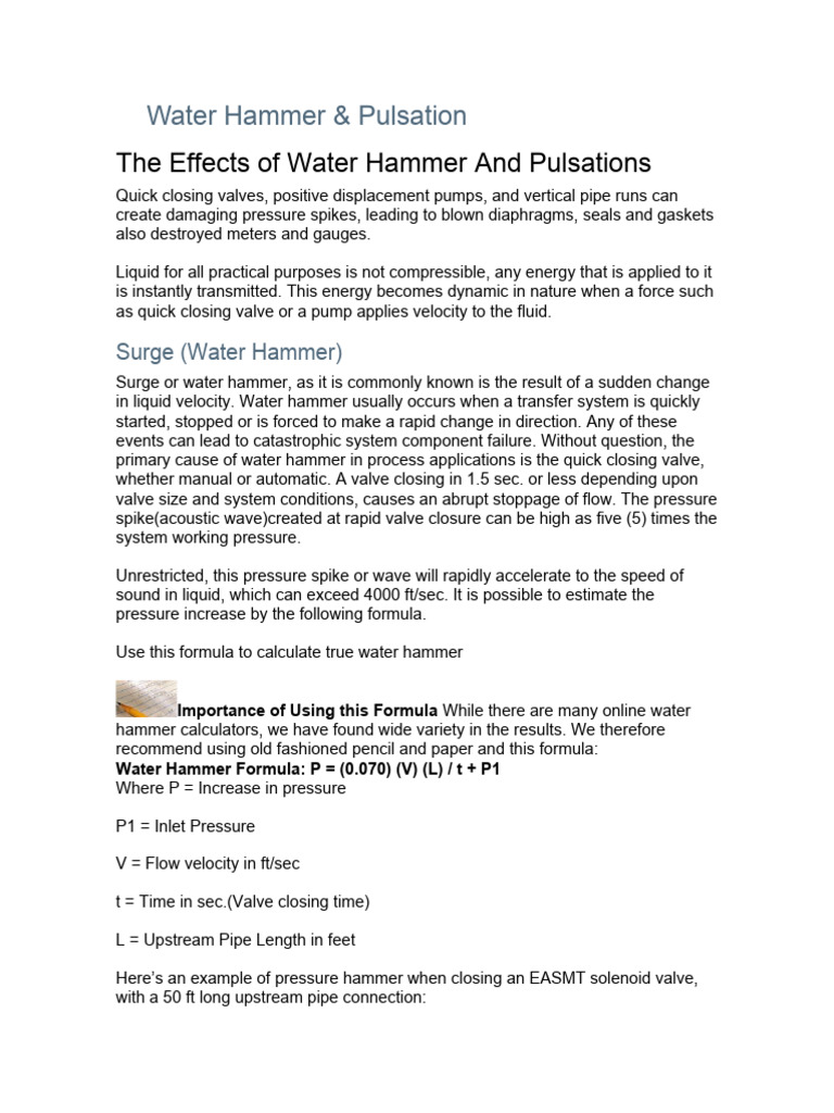 Water Hammer | PDF