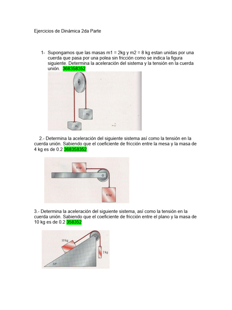 EJERCICIOS DE DINAMICA 2da Parte Nov 2023 | PDF