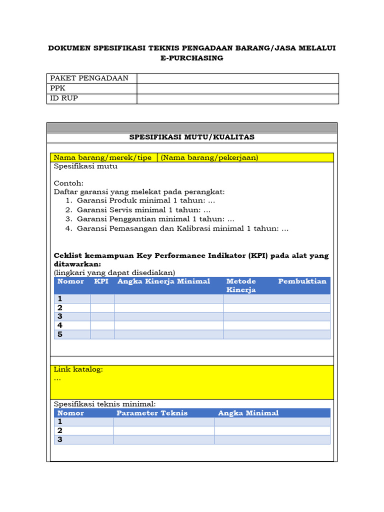 Form 4 Spesifikasi Teknis E-Purchasing | PDF | Teknologi & Rekayasa