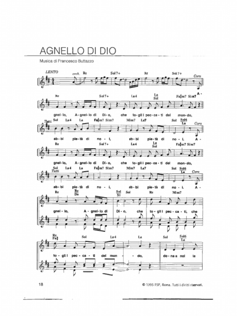 Agnello Di Dio (Spartito) | PDF