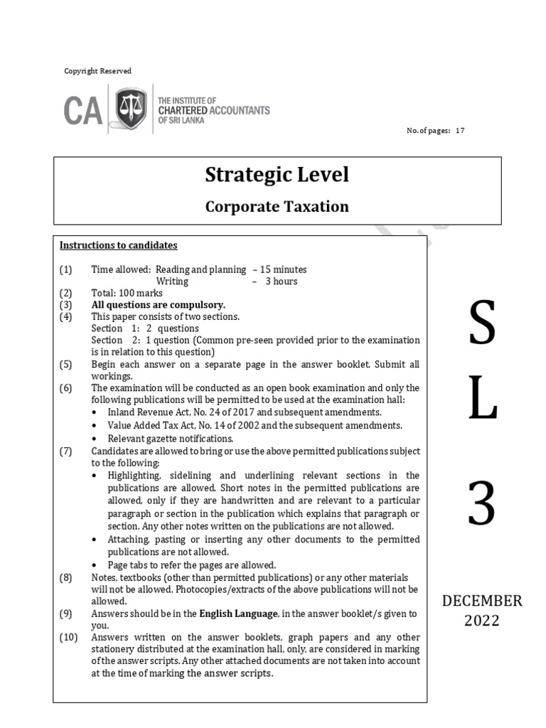 2022 - 12 - 20 - 155 - SL3 - Corporate Taxation-December 2022 - English | PDF