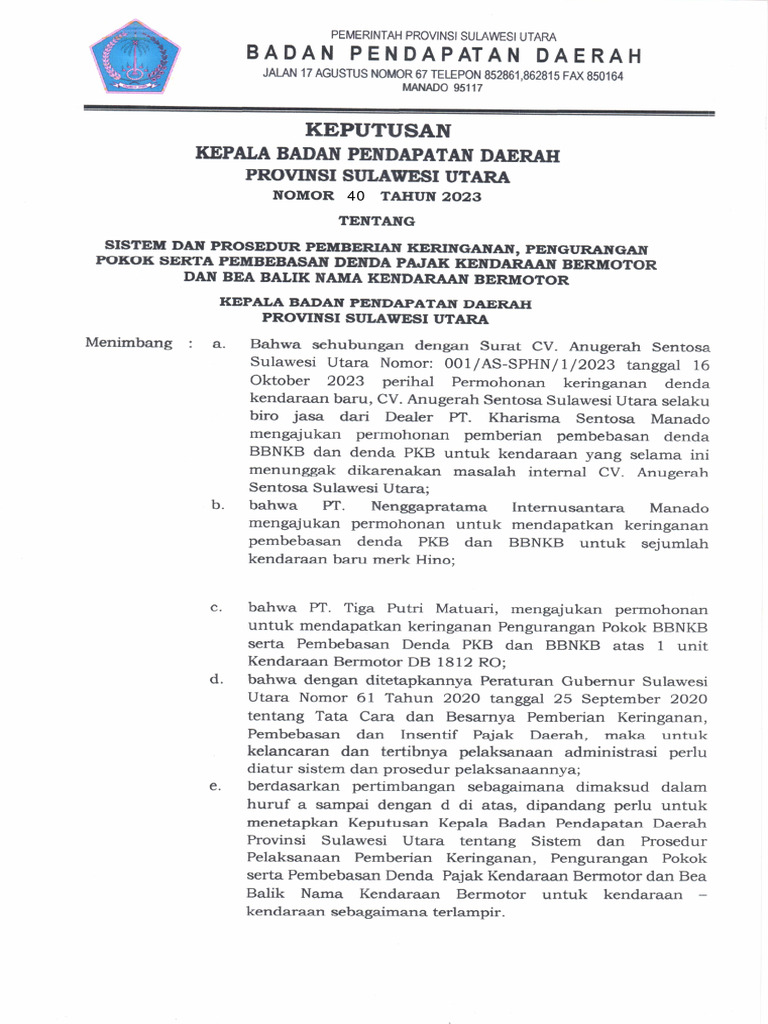 Contoh SK BAPENDA | PDF