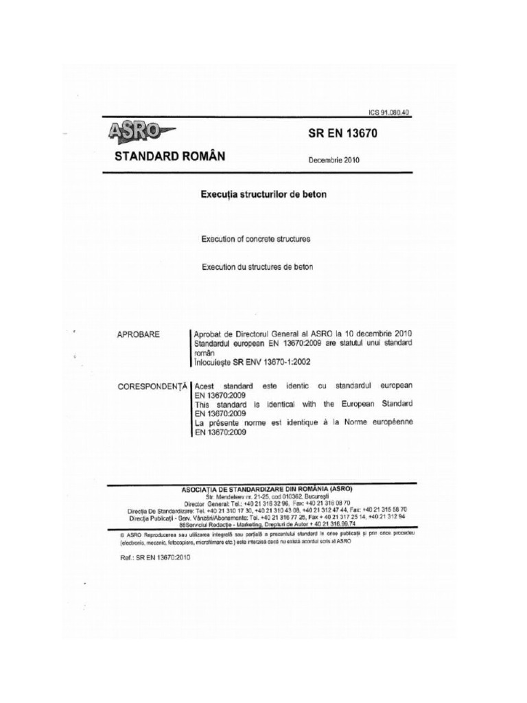 SR en 13670 Turnarea Betonului | PDF