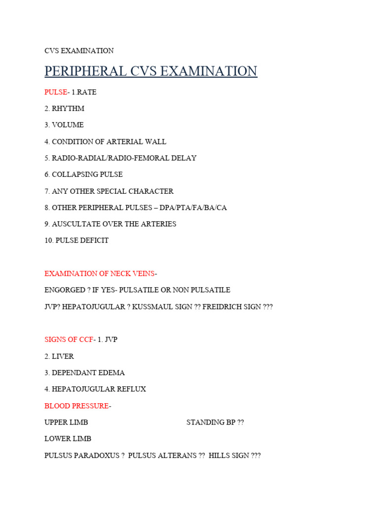 Cvs Examination | PDF