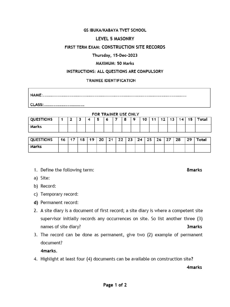 Construction Site Records | PDF