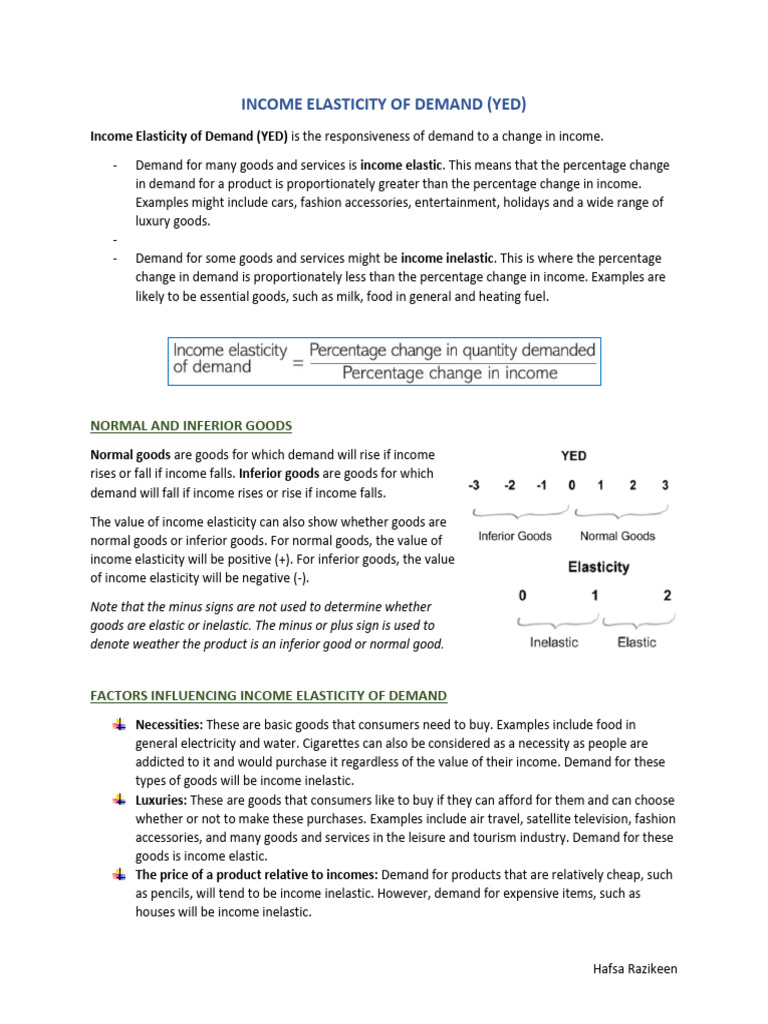 Chapter 8: Income Elasticity of Demand (YED) - AS Business Studies | PDF