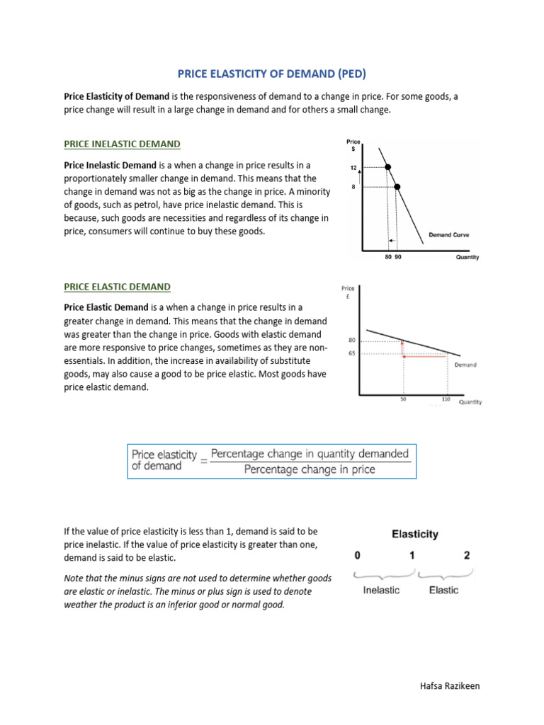 Chapter 7: Price Elasticity of Demand (PED) - AS Business Studies | PDF