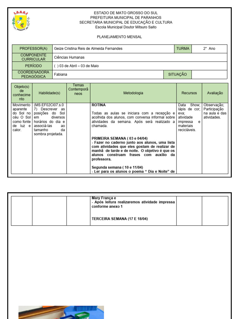 Planejamento 2 Ano Ciencias | PDF