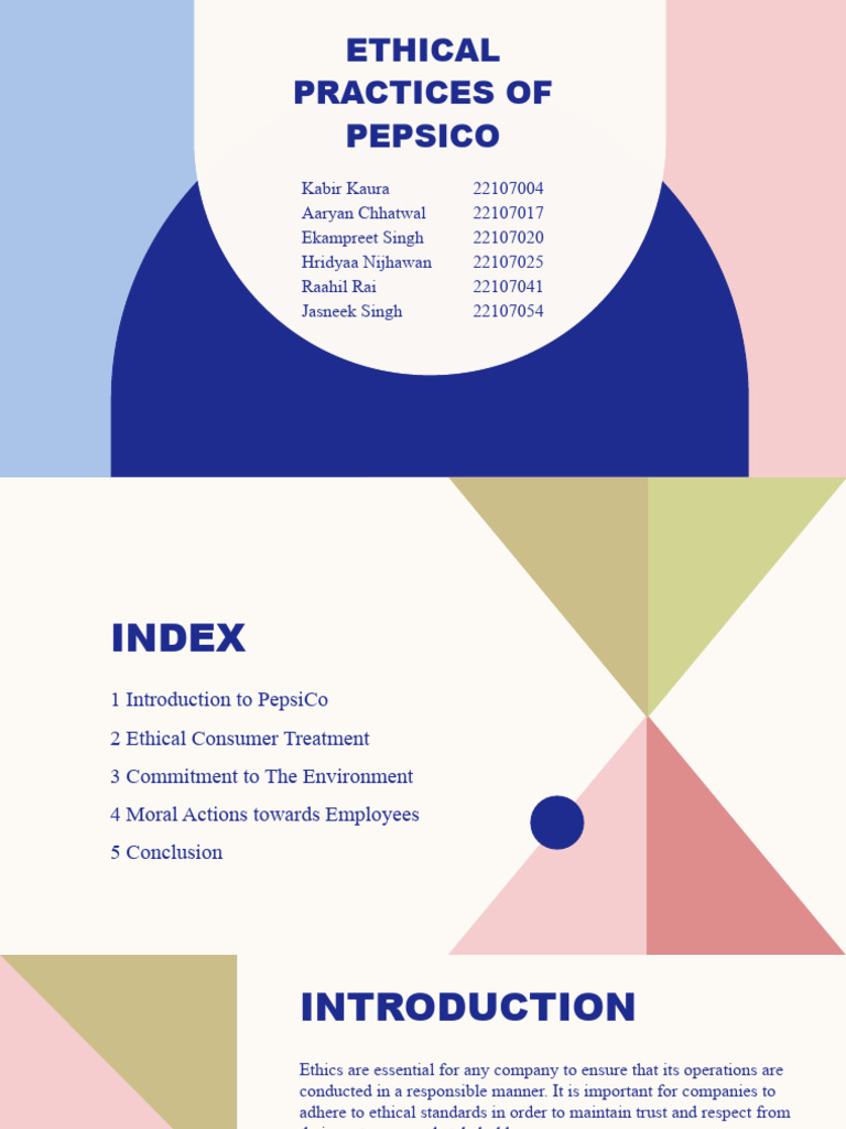 Ethical Practices of PepsiCo | PDF | Pepsi Co | Diversity (Business)