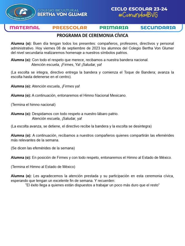 12 Programa de Ceremonia Cívica | PDF