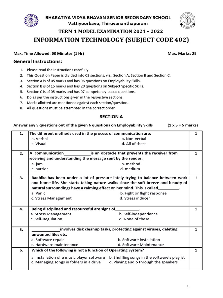 IT Model Exam Paper 2021-22 | PDF | Page Layout | Computer File