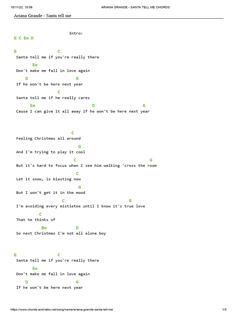 Ariana Grande - Santa Tell Me Chords | PDF
