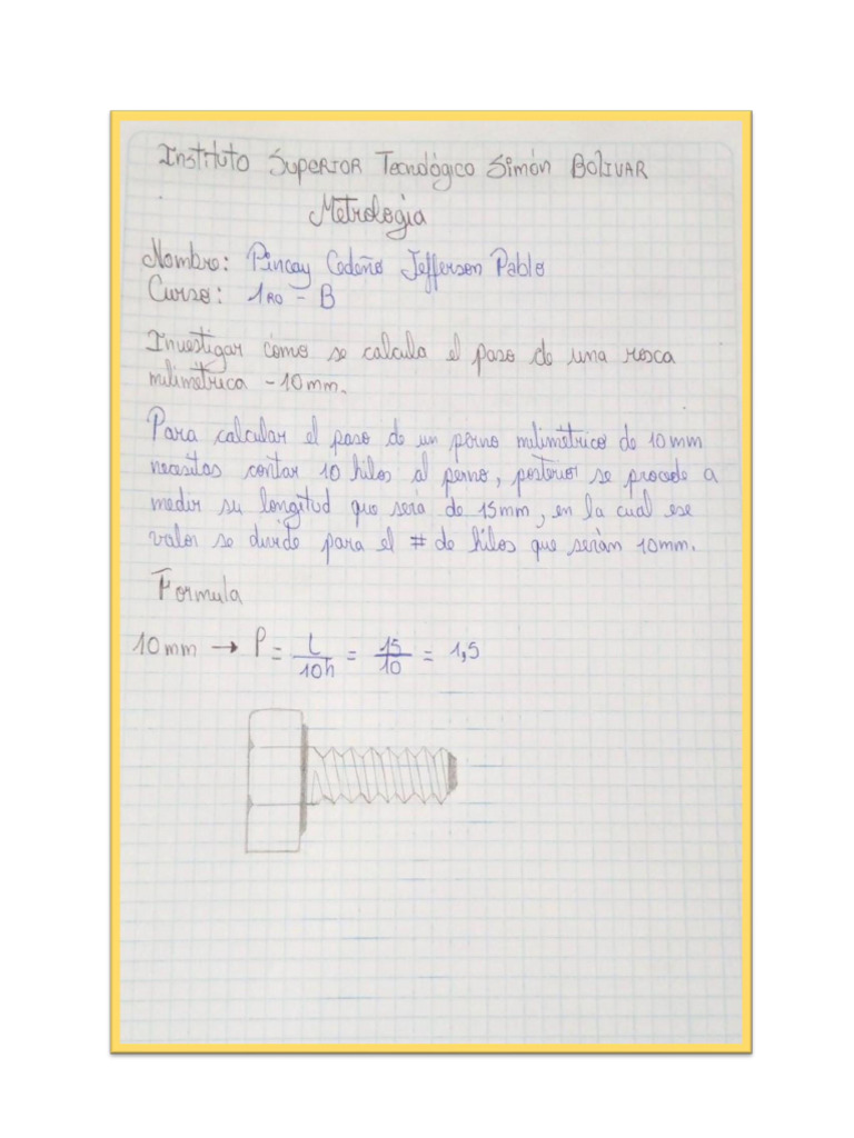 Calculo de La Rosca de 1o MM | PDF
