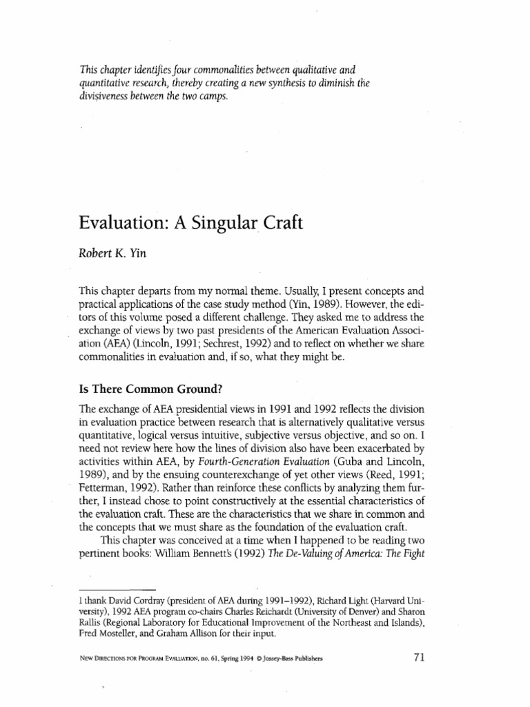 Evaluation - A Singular Craft - YIN | PDF
