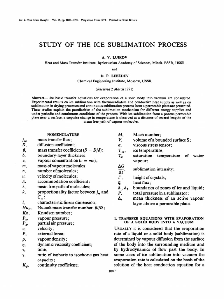 Sblimacija Leda Lukov - Lebedev | PDF