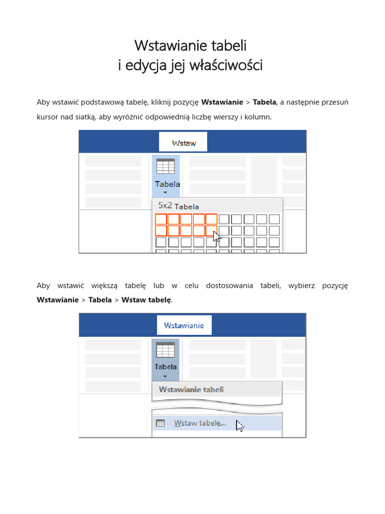 Wstawianie Tabeli W Programie Microsoft Word-1 | PDF Wstawianie Tabeli W Programie Microsoft Word-1 | PDF