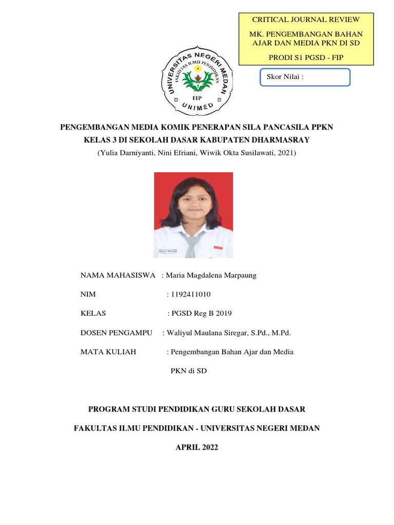 CJR Peng. Bahan Ajar Media PKN Di SD - Maria Magdalena Marpaung (1192411010) | PDF | Ilmu Sosial