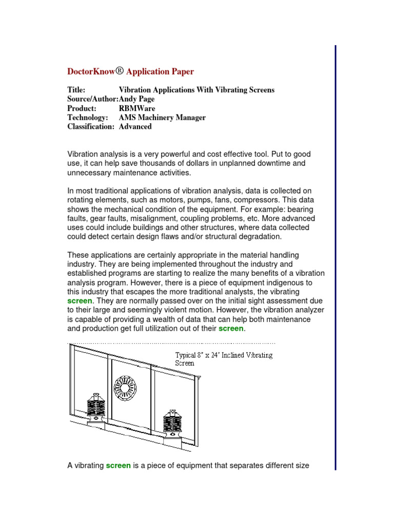 Vibrating Screen Analysis | PDF | Bearing (Mechanical) | Modulation