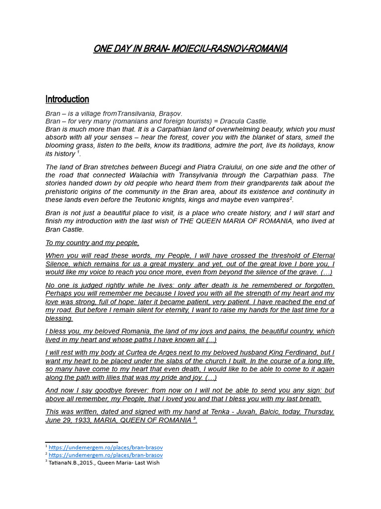 Turist in Tara Mea Pentru 1 Zi | PDF