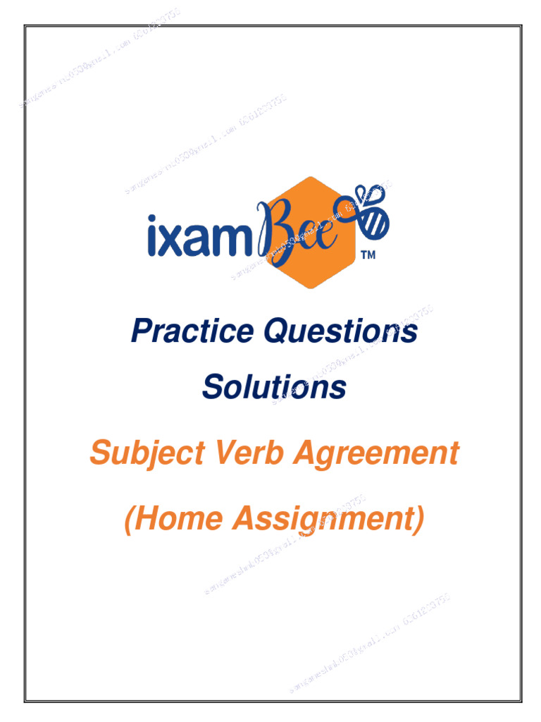 Subject Verb Agreement Assignment Practice Solutions | PDF