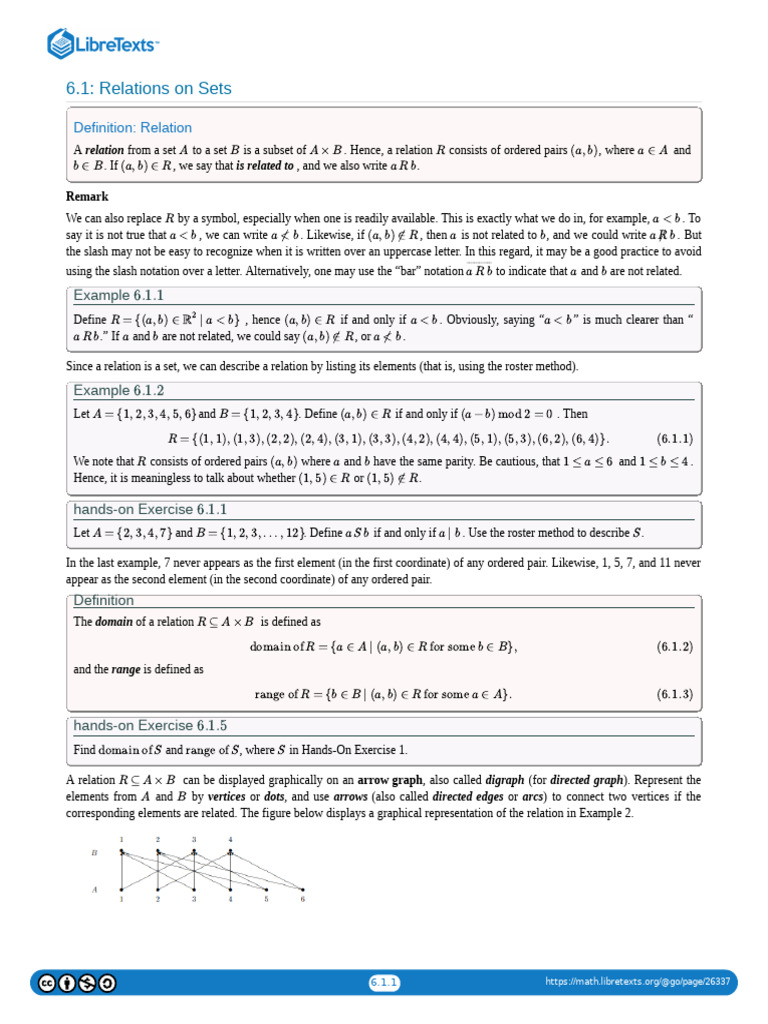 6.1! Relations On Sets | PDF