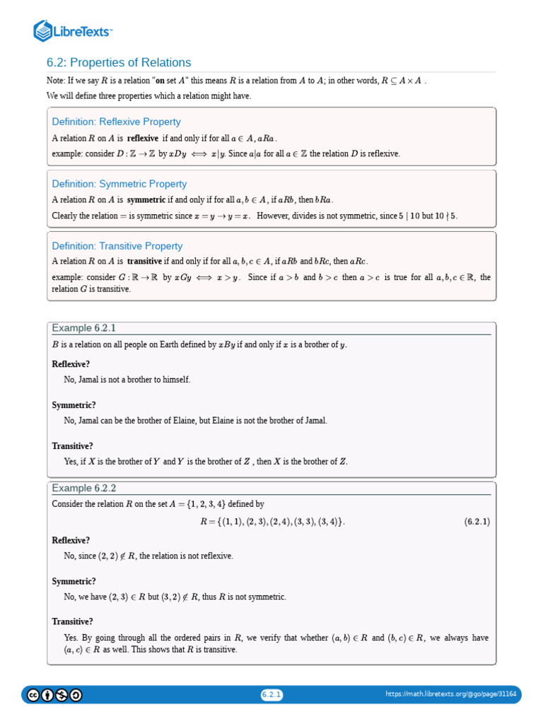 Properties of Relations Explained | PDF | Empty Set | Mathematical Concepts