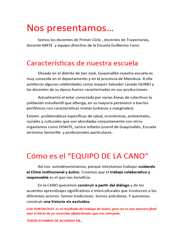 Fundamentación De Queremos Aprender Pdf