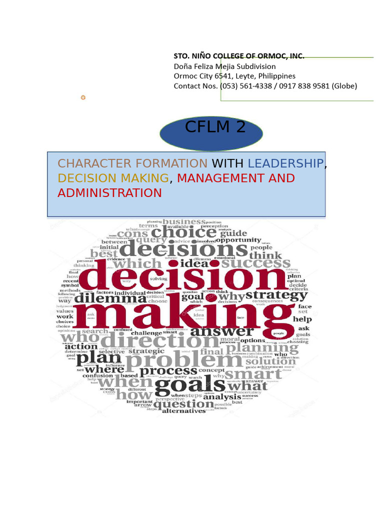 cflm2 Character Formationleadershipdecison Makingmanagement and Administration Chapter II ...