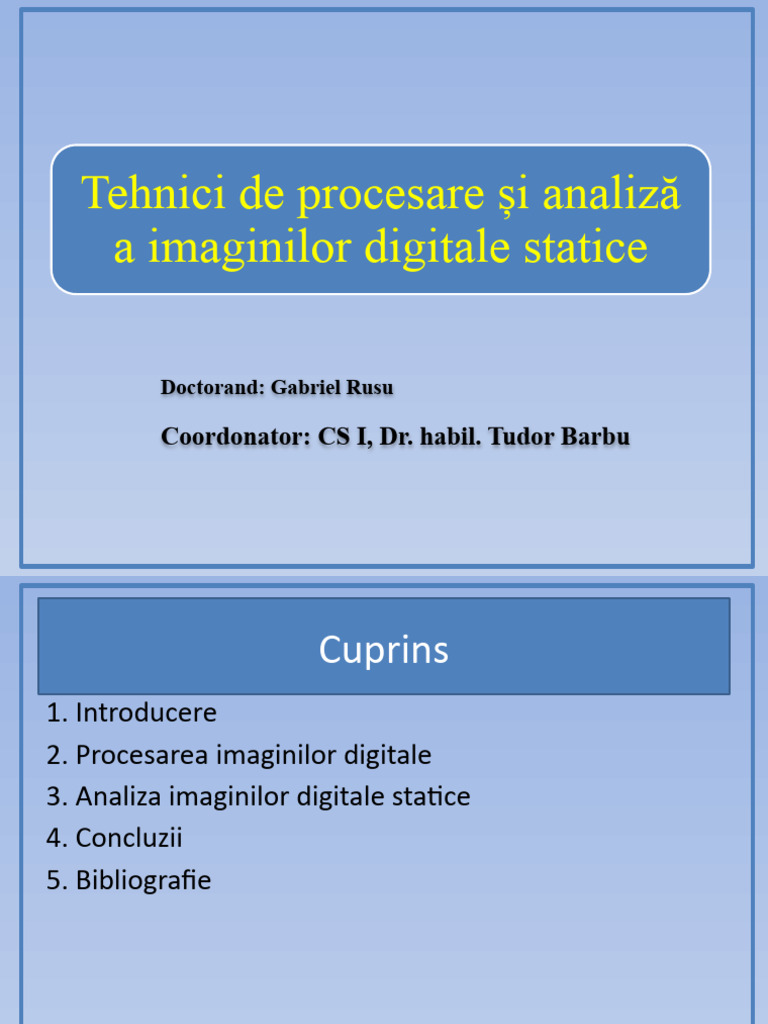 1 - Tehnici de Procesare Și Analiză A Imaginilor Digitale Statice | PDF