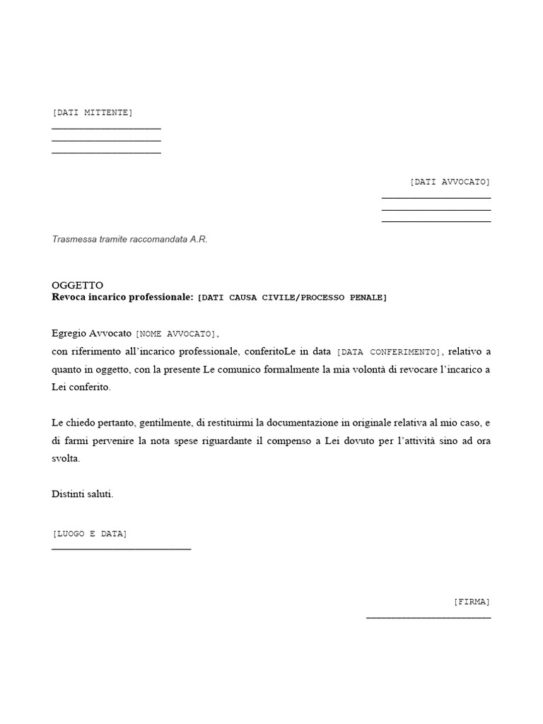 Revocare Mandato Avvocato | PDF