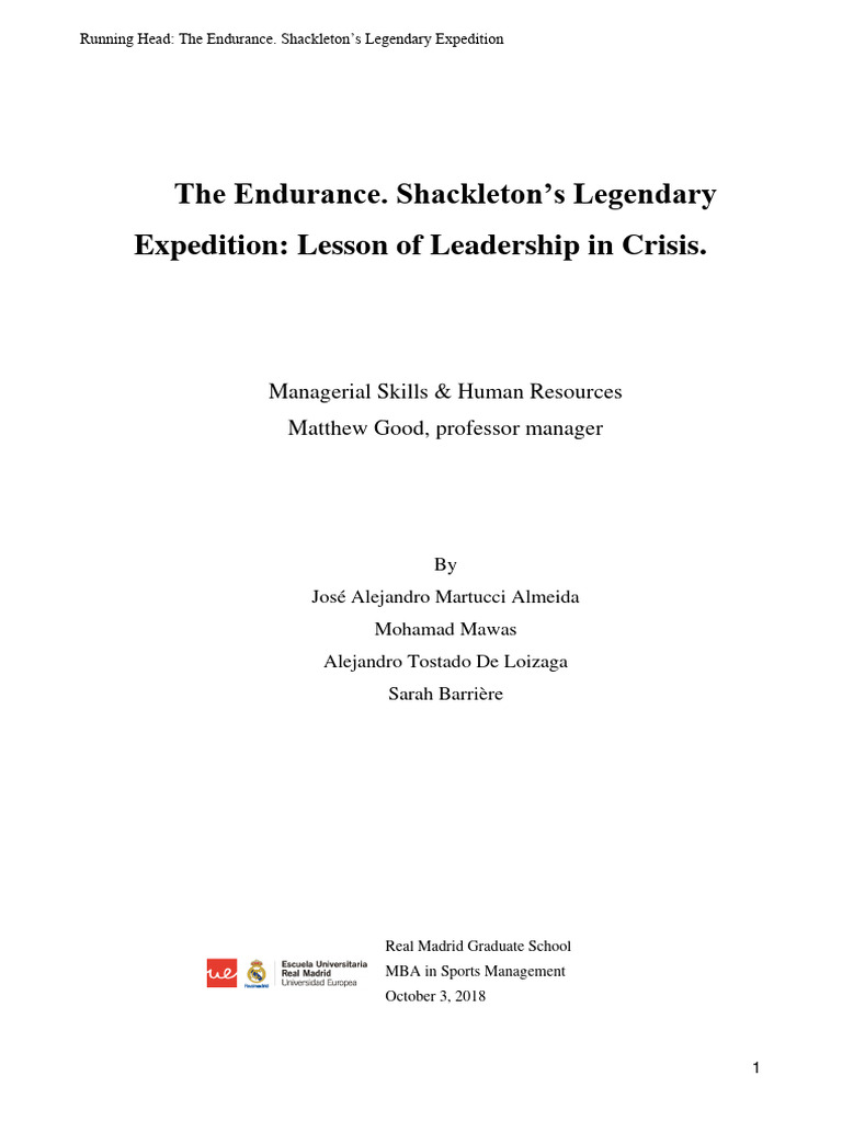 Management Skills Group Activtity Shackleton's Legendary Expedition ...