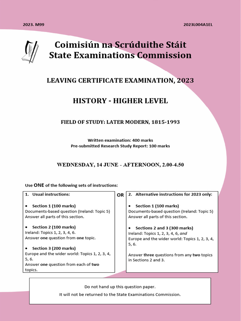 Higher Level History Paper | PDF