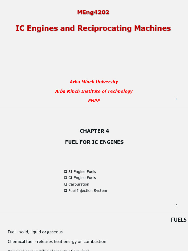 IC Engine Fuels: Types and Properties | PDF | Fuel Injection | Carburetor