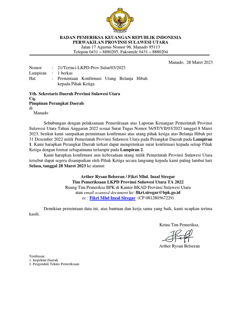 Contoh Surat Konfirmasi | PDF