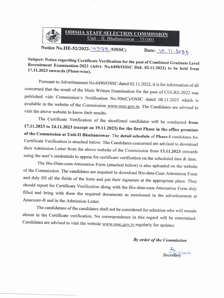 Notice For CV | PDF