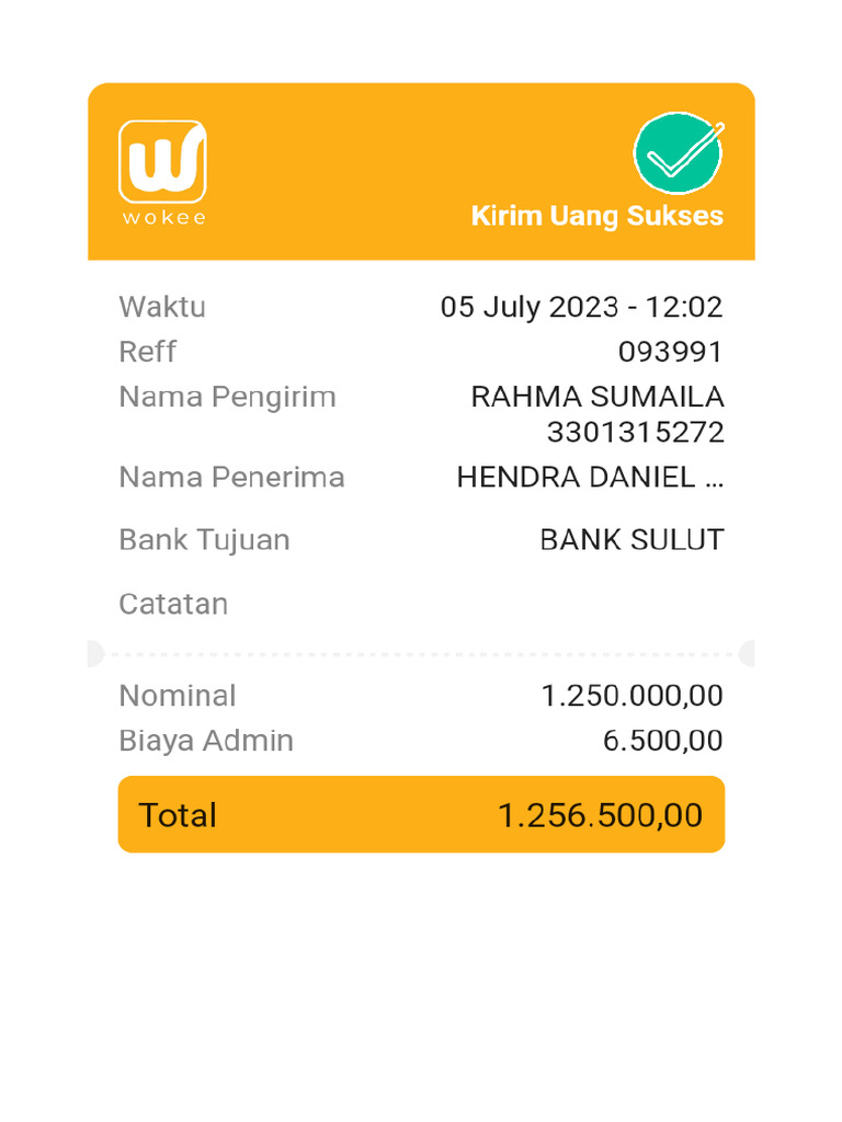 Contoh Form Pengiriman Dana | PDF