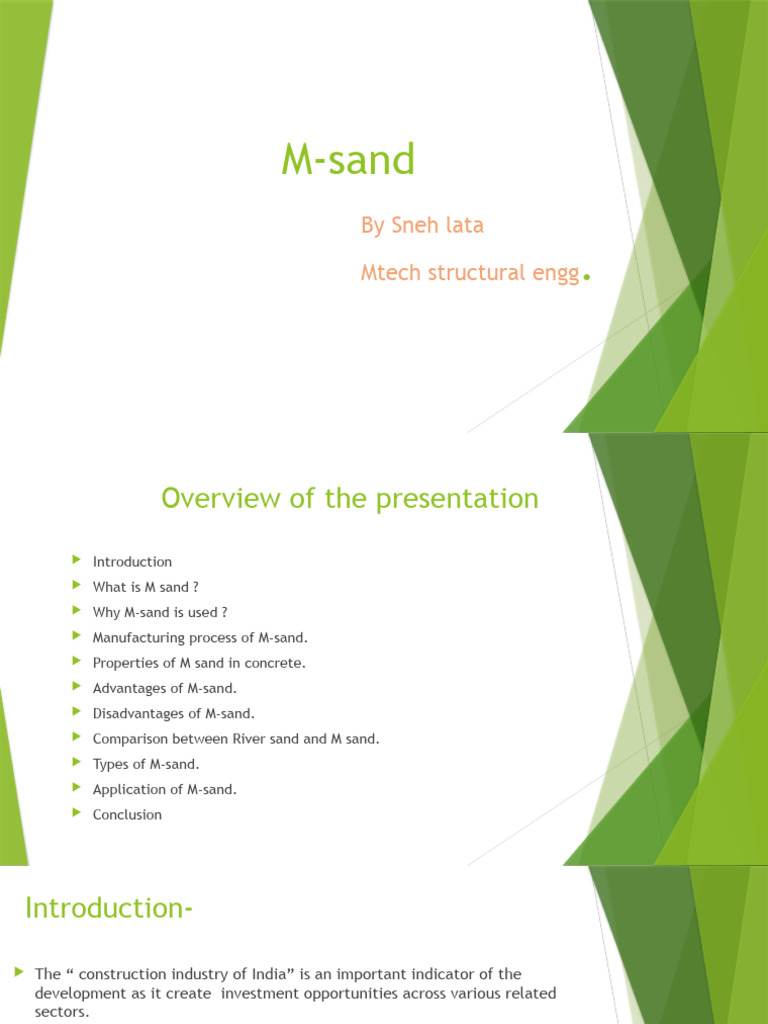 M-Sand .: by Sneh Lata Mtech Structural Engg | PDF | Concrete | Sand