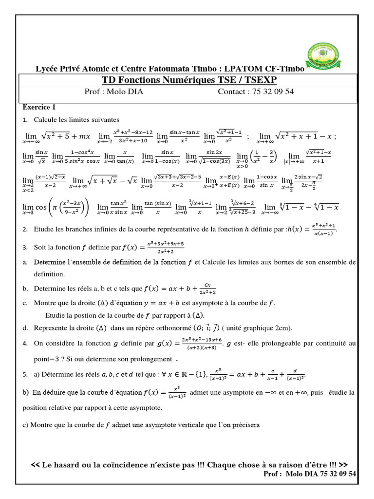 TD Fonction Numérique | PDF