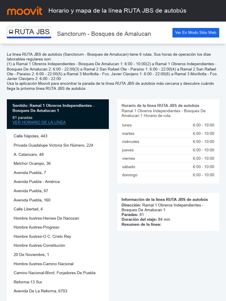Ruta JBS: Horario y Mapa de La Línea RUTA JBS de Autobús | PDF | Servicios públicos | Industrias ...