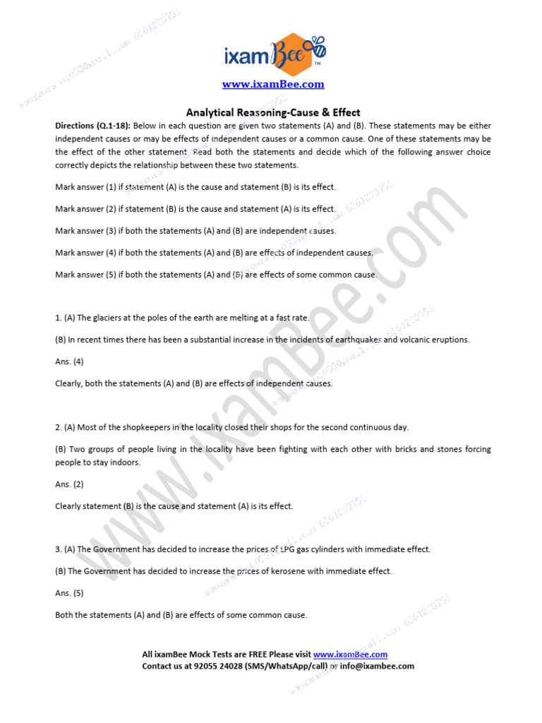 Cause and Effect Analytical Reasoning - PDF | PDF
